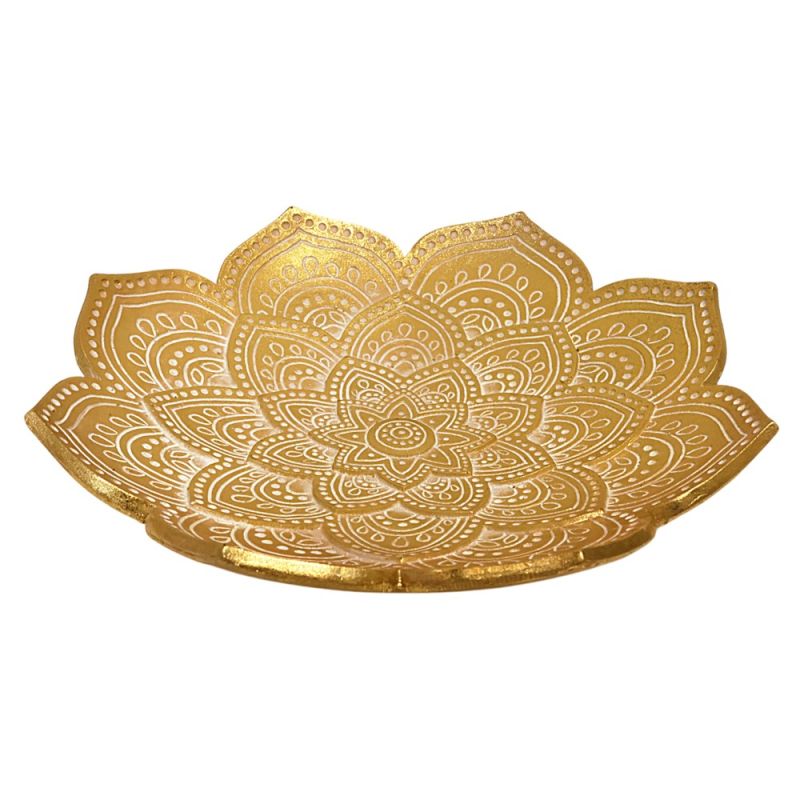 Decorative plate, Oasis, resin, golden, Ø29.5 cm | Megatek