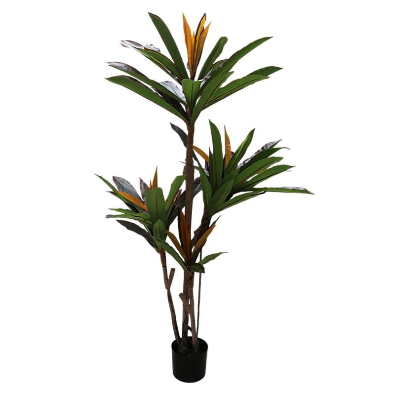 Artificial tree, Dracaena fragrans, in pot, plastic, green/