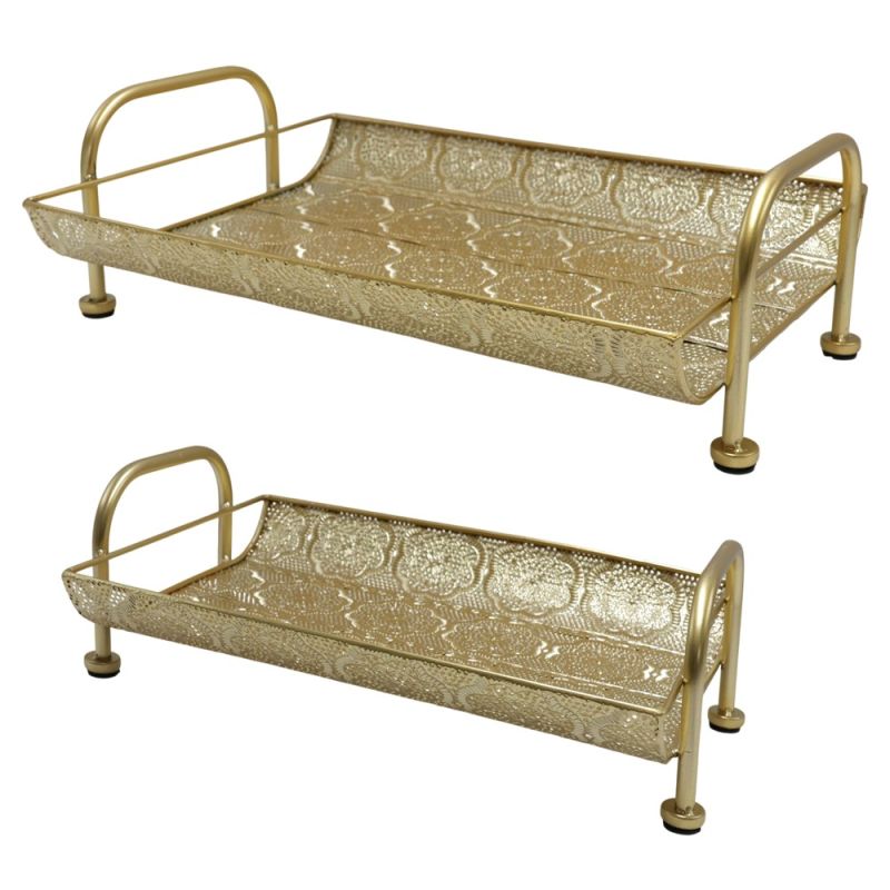 Decorative tray, metal, gold, 30xH42 cm/25xH37 cm | Megatek