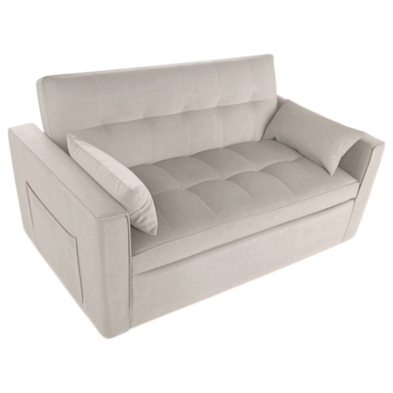 Divan, velvet, strukturë druri, bezhë, bëhet krevat, 140x84x