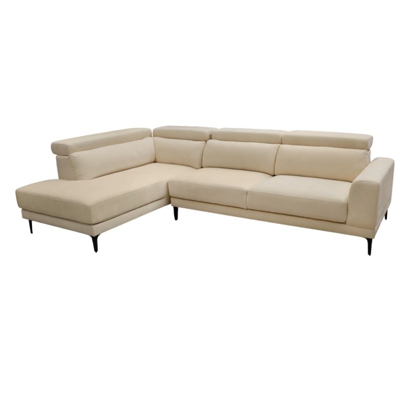 Corner sofa, left, textile upholstery, cream, 282x289xH93 cm
