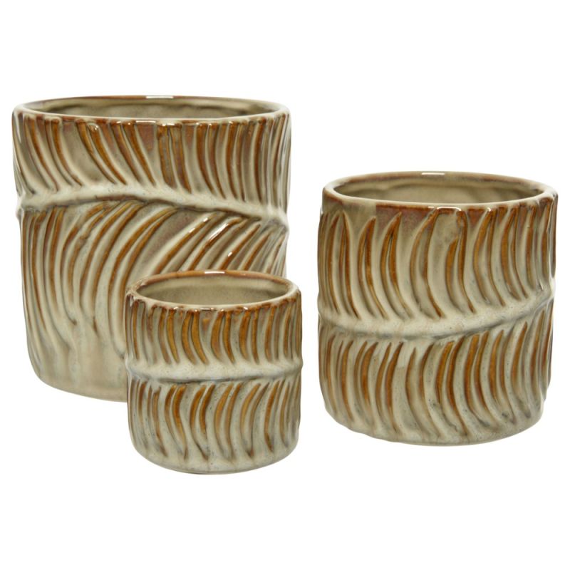 Flower pot, set 3 pieces, ceramic, beige, 14xH14 cm | Megate