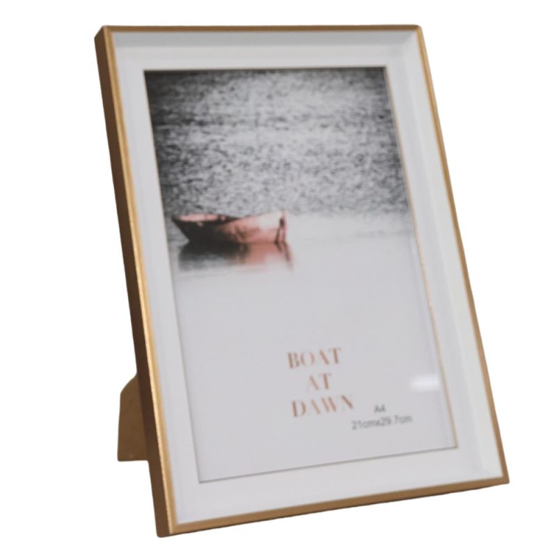 Photo frame, plastic, gold, A4 | Megatek