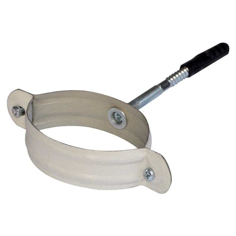 Pipe clip with tin enamelled Ø75, white | Megatek