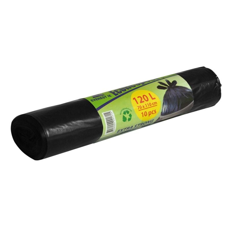 Qese mbeturinash, EcoRespect , plastik, zezë, 70x110 cm, 12