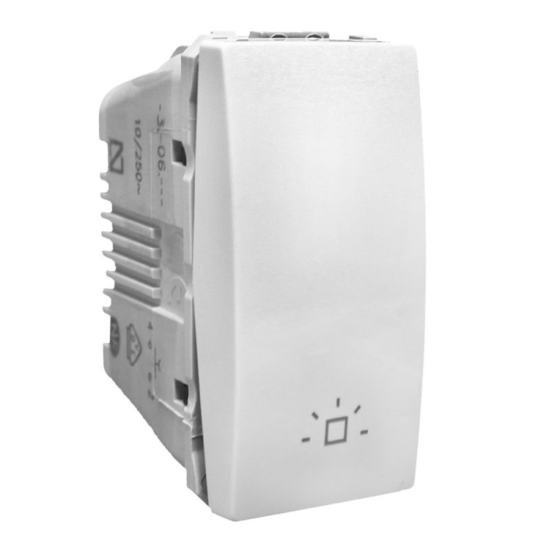 10 AX Screwless terminals push-button w light symbol white U