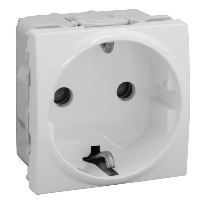 Shuko socket 10/16A 2P+E shuttered White Unica Top | Megatek