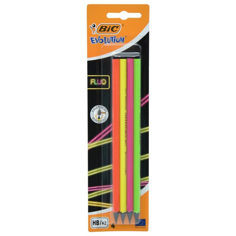 Bic Bleistifte Evolution Fluo Blister 4 pc | Megatek