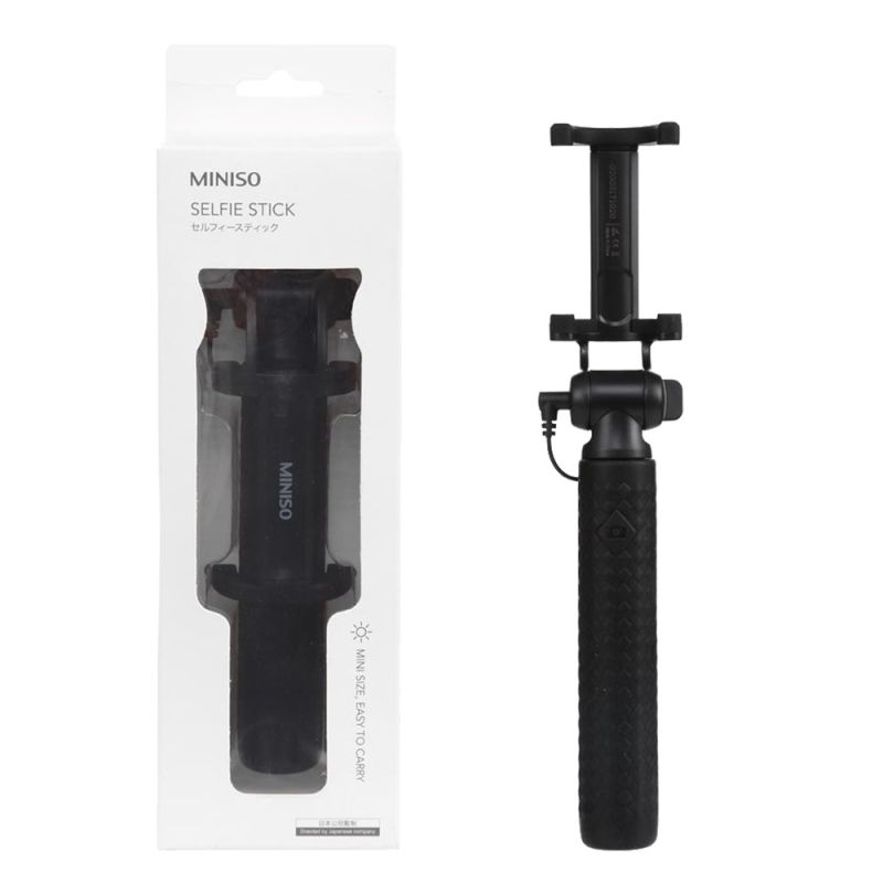 Selfie stick, Miniso, with cable, 15.5 cm, black color | Meg