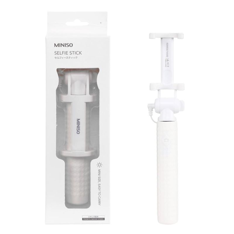 Selfie stick, Miniso, with cable, 15.5 cm, white color | Meg