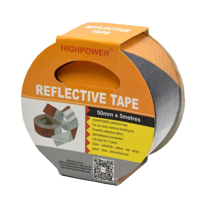 Adhesive reflective tape, Yellow with black, 5 cm x 5 m | Me