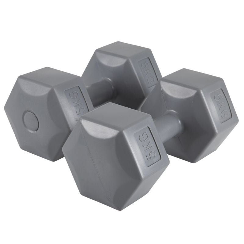 Set of dumbbell, Amila, plastic coating, 2x5 kg, gray color