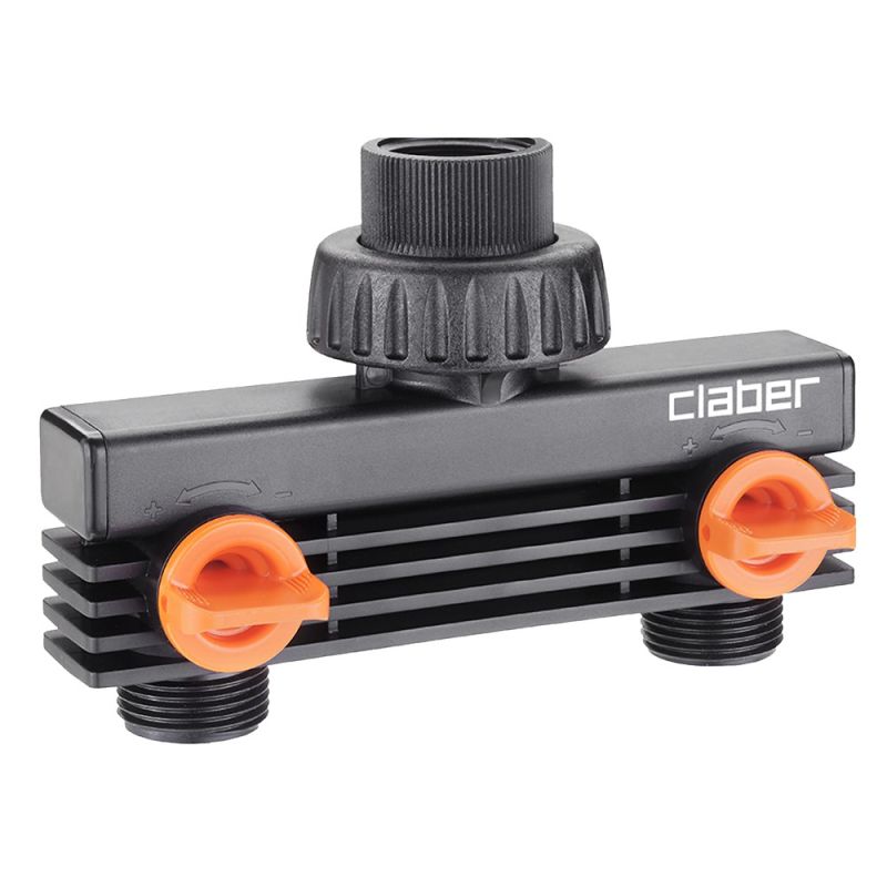 Claber, 3/4ª, two-outlet fitting, with tap, male | Megatek