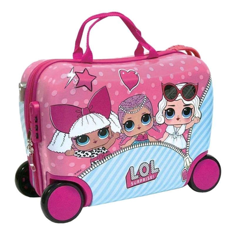 Travel suitcase, LOL, plastic, W22 x D34 x H45 cm, pink colo