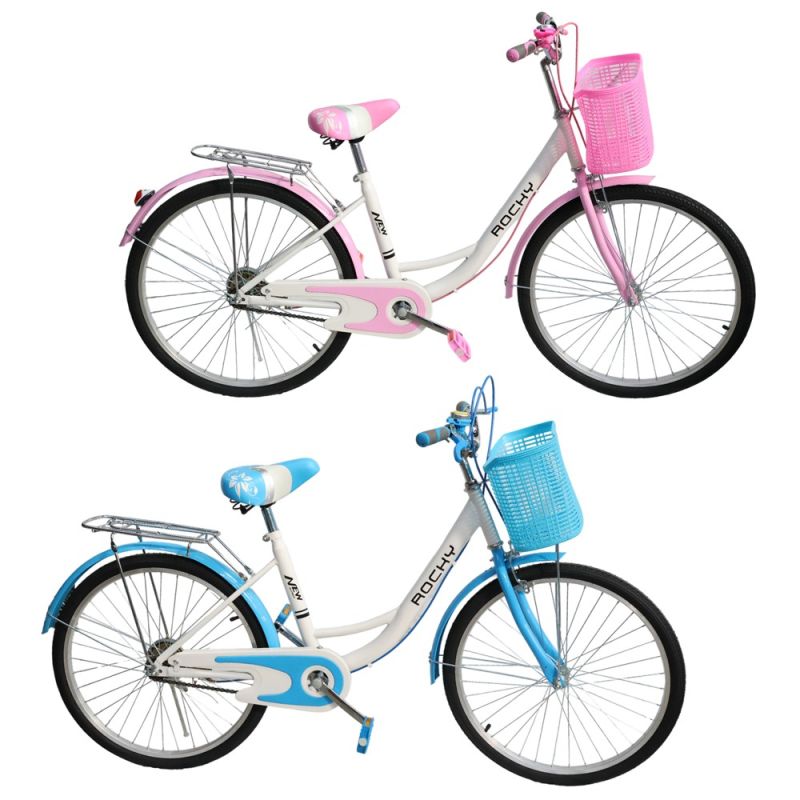 City bicycle for women, Rocky, 24 , white color with blue/pi