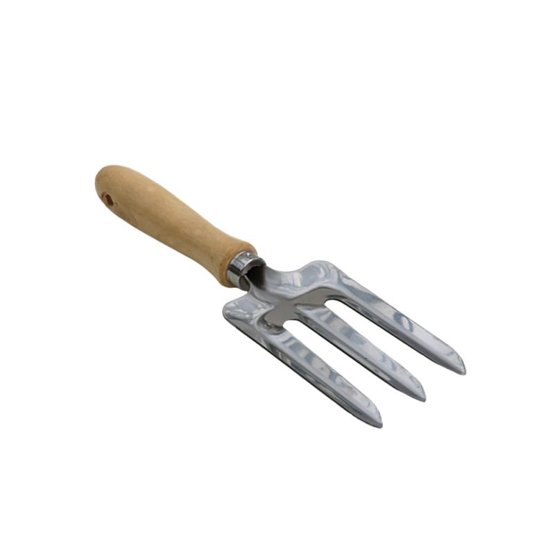 Mini fork for planting flowers, wooden handle, metal structu