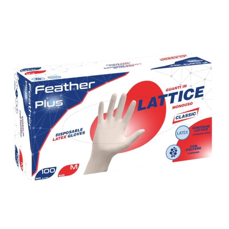 Disposable work gloves, Feather Plus, latex, powdered, size