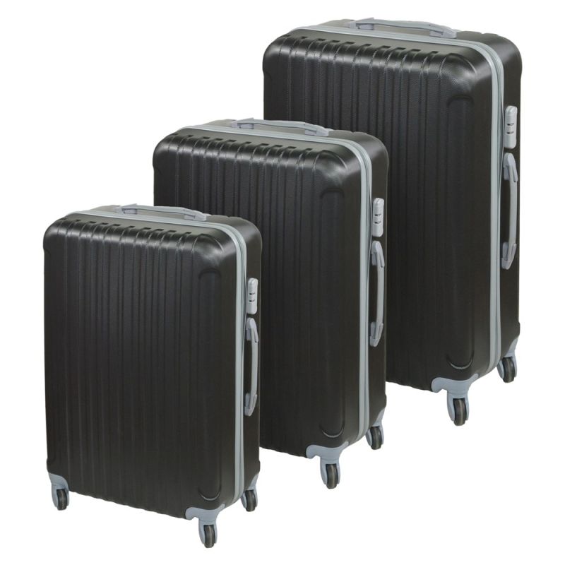 Valixhe udhetimi plastike set 3 e zeze 128 | Megatek