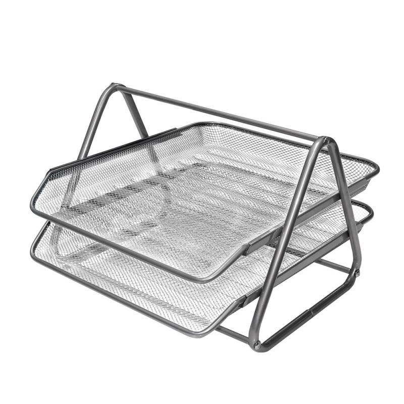 Tabletop file organiser with two levels, metal, 35x29x18.5 c