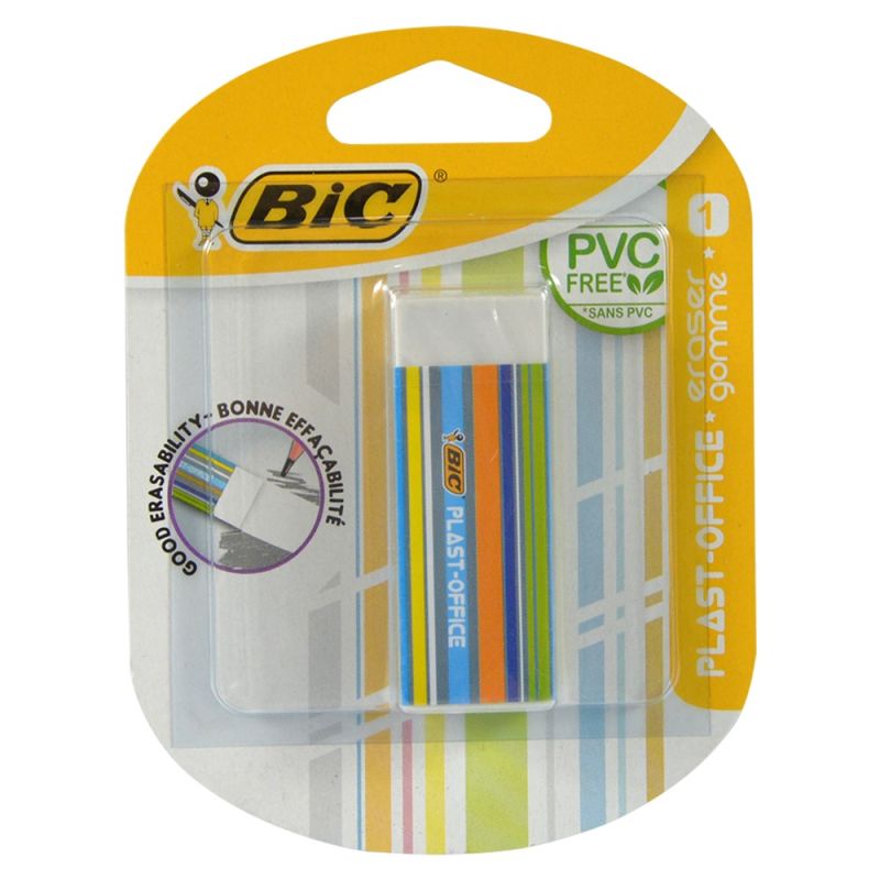 BIC Plastoffice Eraser, Soft, Blister1 pcs, White | Megatek