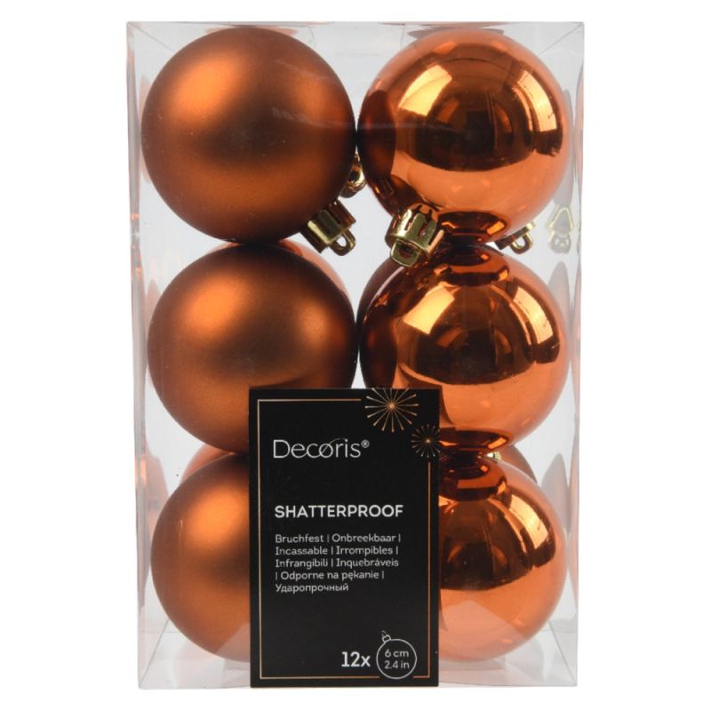 Decorative spheres (pk 12), plastic, bronze color, D 6 cm