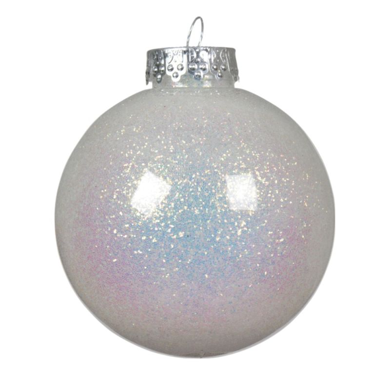 Decorative sphere, plastic, transparent color with glitter,
