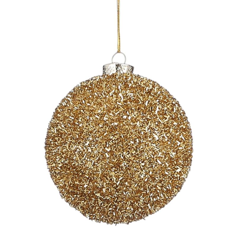 Decorative sphere, plastic, gold color with glitter, D 10 cm
