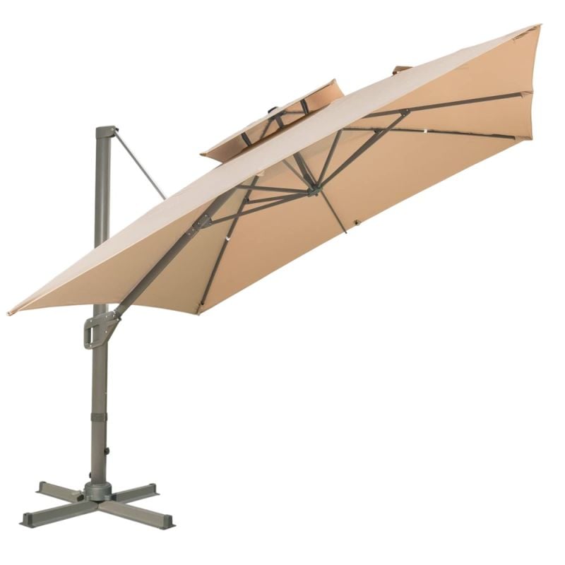 Side umbrella with canopy, metal/polyester, beige color, 3x3