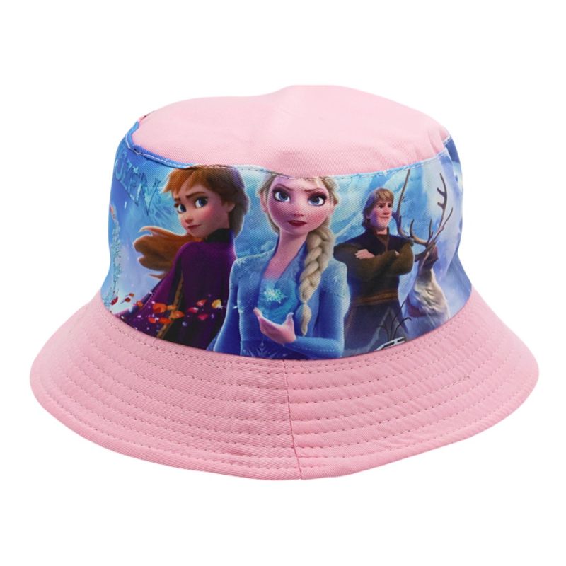 Summer hat for children with Frozen motifs, cotton, pink and
