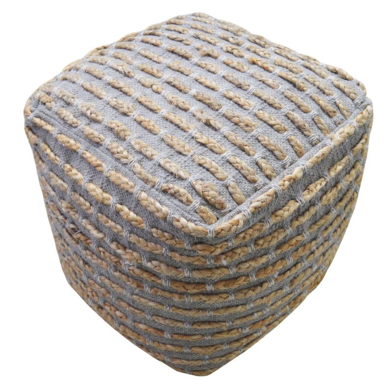 Puffe, 60% cotton & 40% jute, grey/brown, 40x40x40 cm | Mega