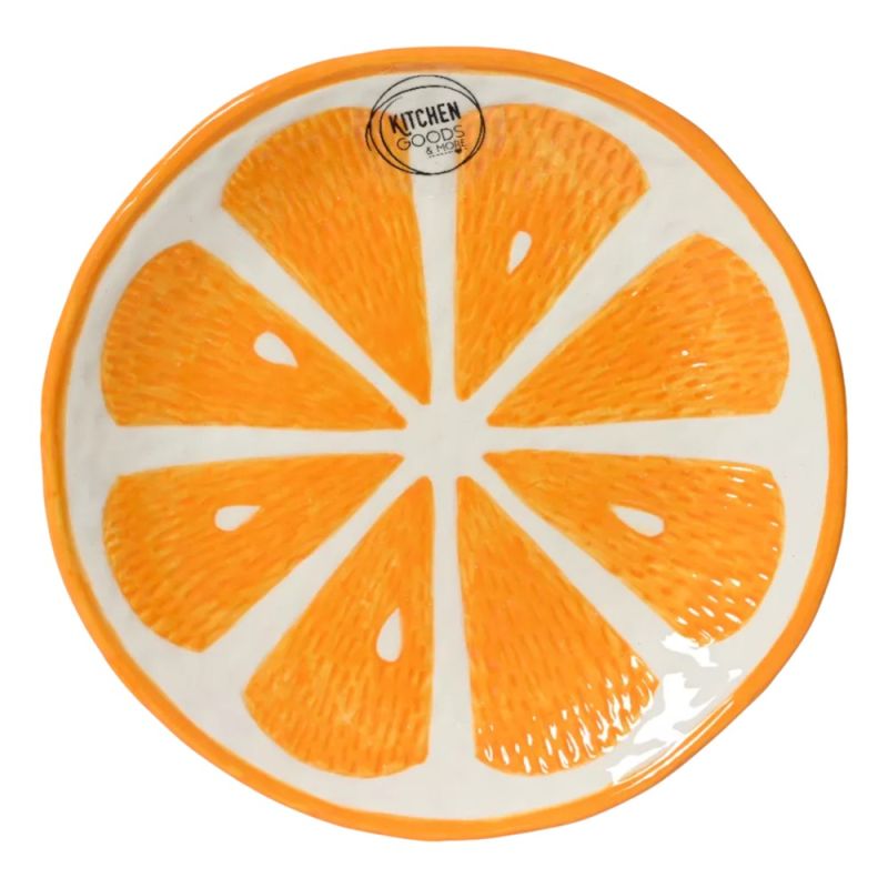 Serving plate with orange design, ceramic, orange, Dia. 16 x
