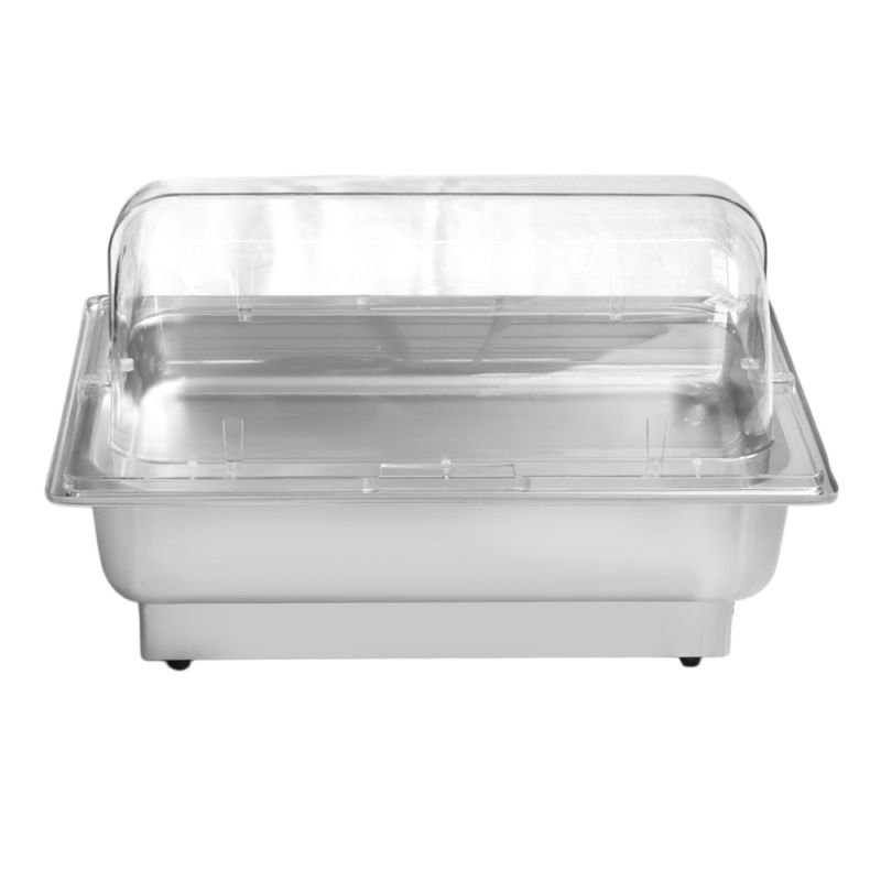 Rectangular bain-marie with lid, stainless steel/plexiglass,