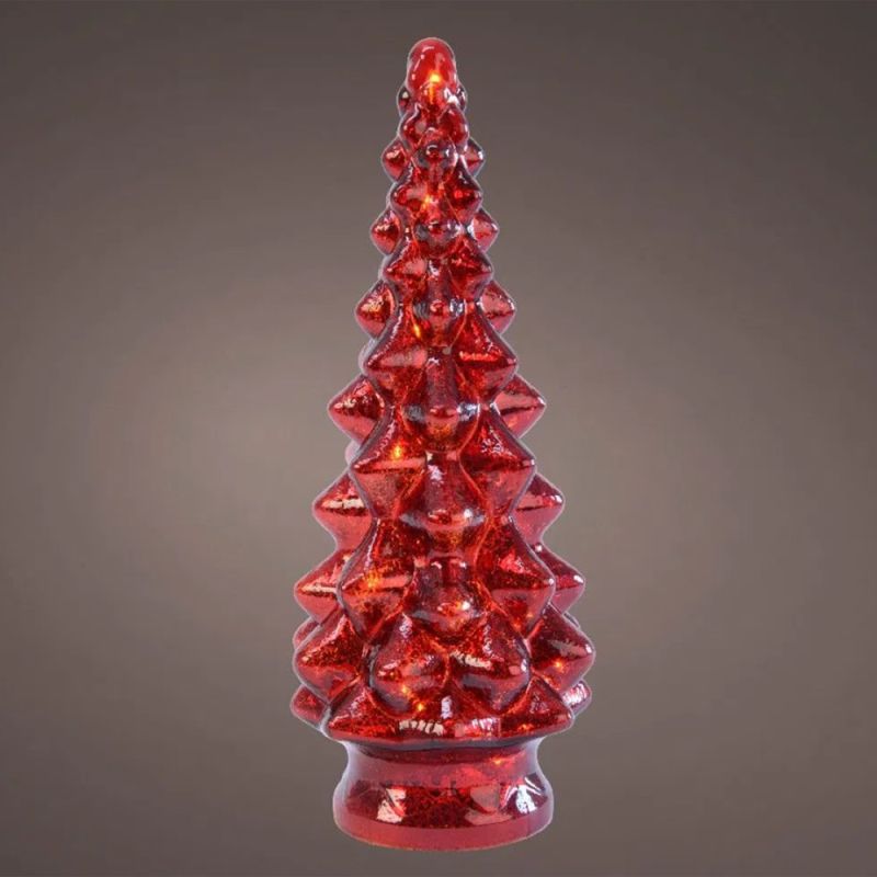 Small tree with Micro LED lighting, red color, D12xH24 cm, w