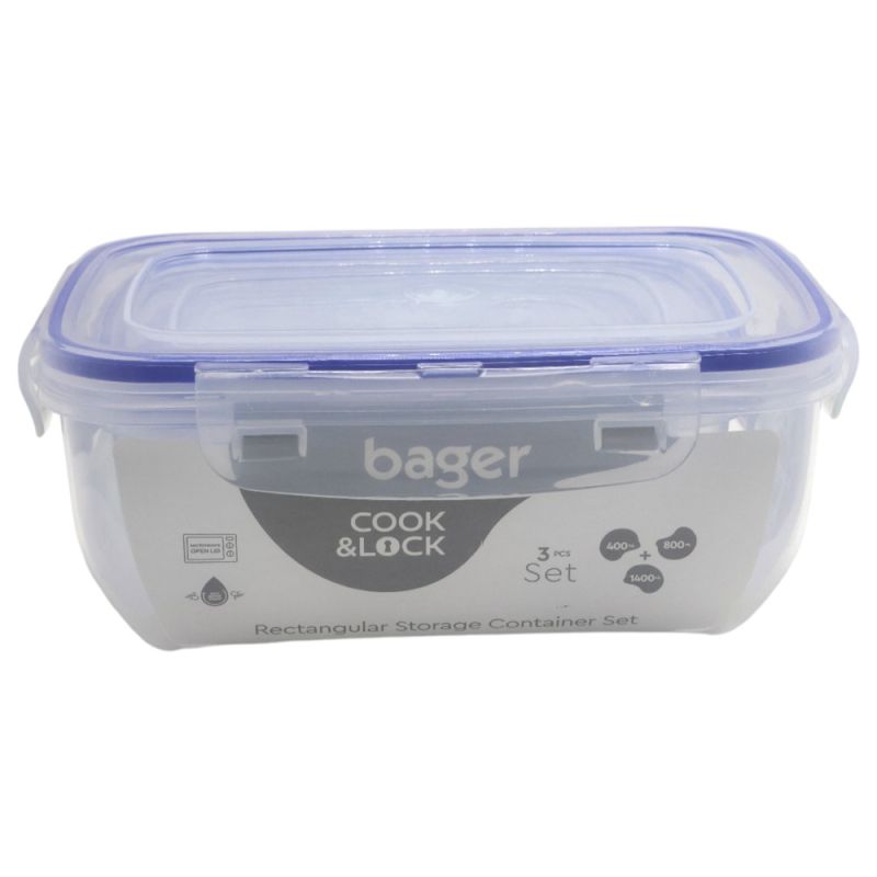 Cook&Lock storage container set (3 pieces), PP/Silicone, tra