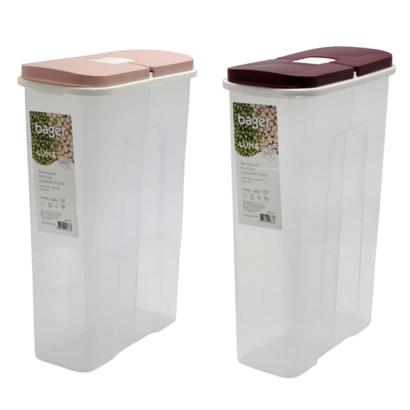 Luna dry food container with 2 parts, plastic, transparent/g
