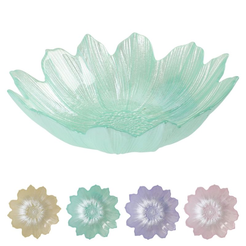 Flower shaped bowl, glass, assorted colors, Dia. 16 cm | Meg