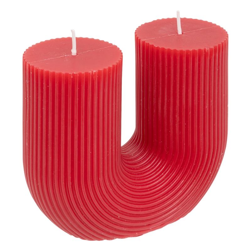Decorative candle, paraffin, U-shaped, red color, L11xD5.1xH