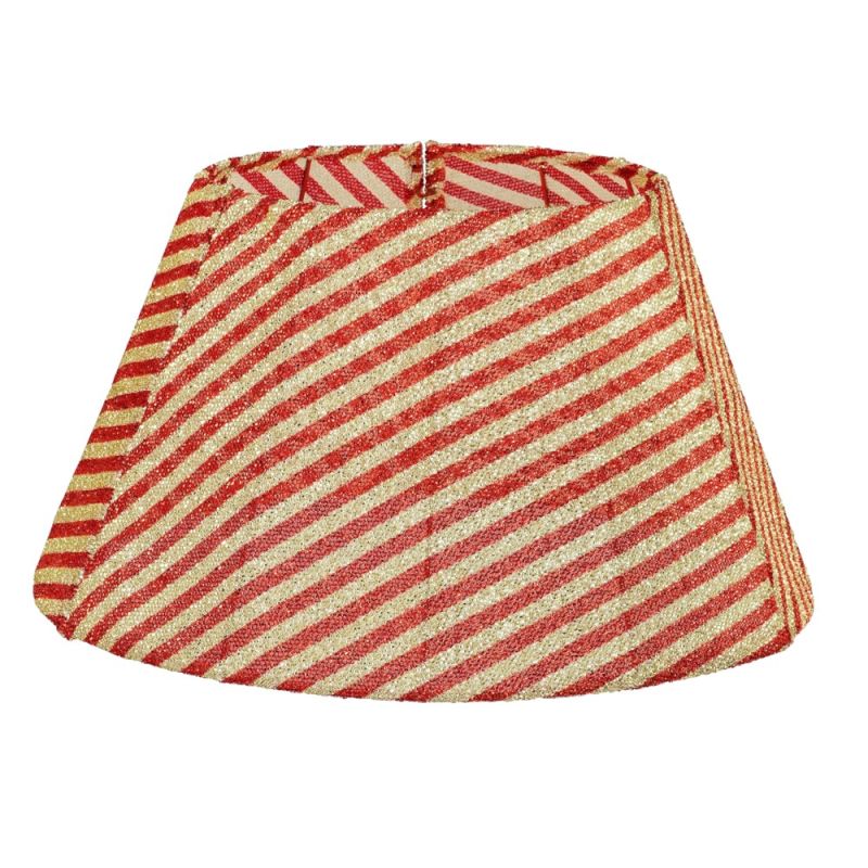 Tree base, textile, with folds, red/gold color, h50xd30cm