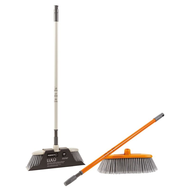 Fshesë pastrimi, Perfetto , Lulu, me shkop, 130 cm, portokal