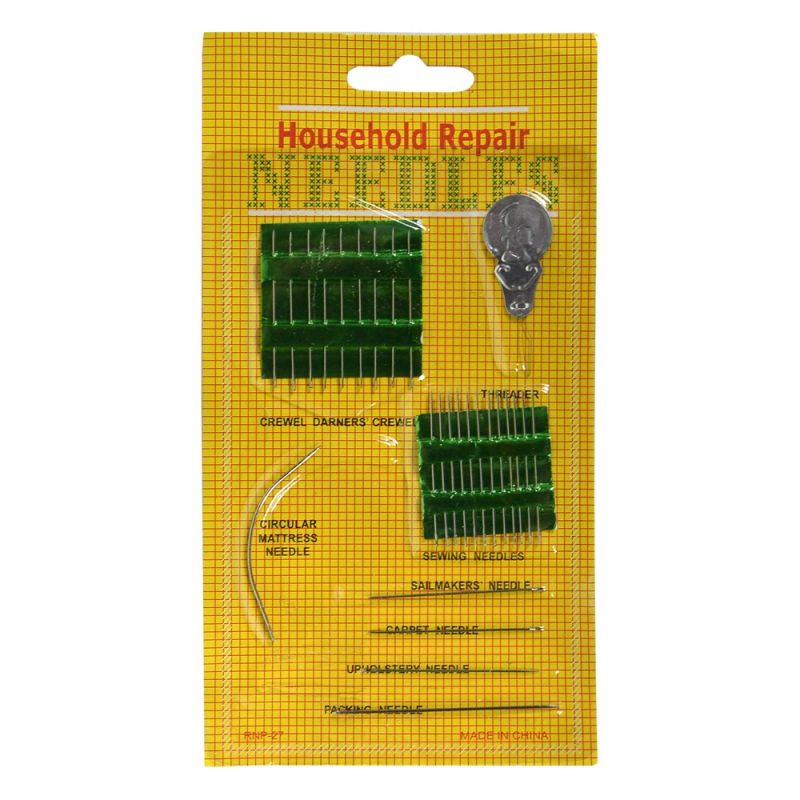 Household repair needles, Iron, silver, 25 pieces, 1 pack