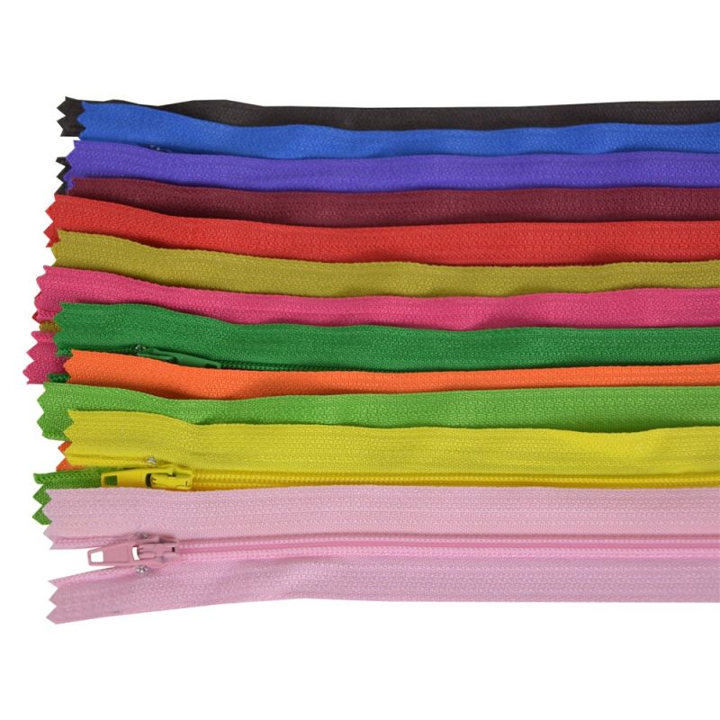 Tapping zipper, cotton, 23 cm, mix, 1 pack | Megatek