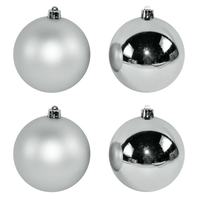Decorative sphere, PVC, silver, dia 10 cm, 4 pc | Megatek