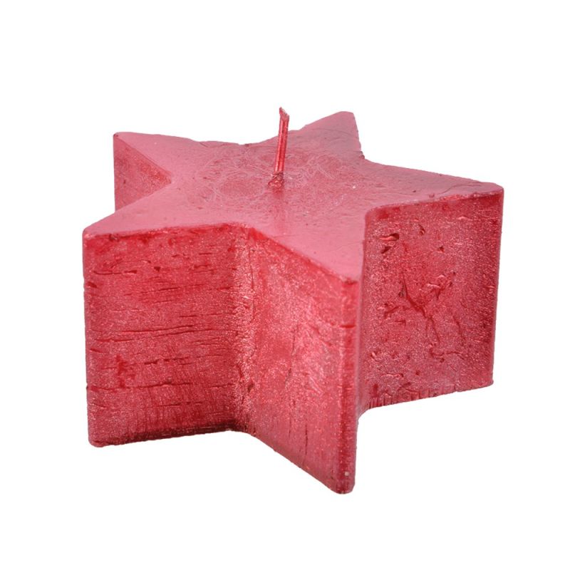 Qiri dekorativ, formë ylli, parafinë, e kuqe, dia 10xH5 cm