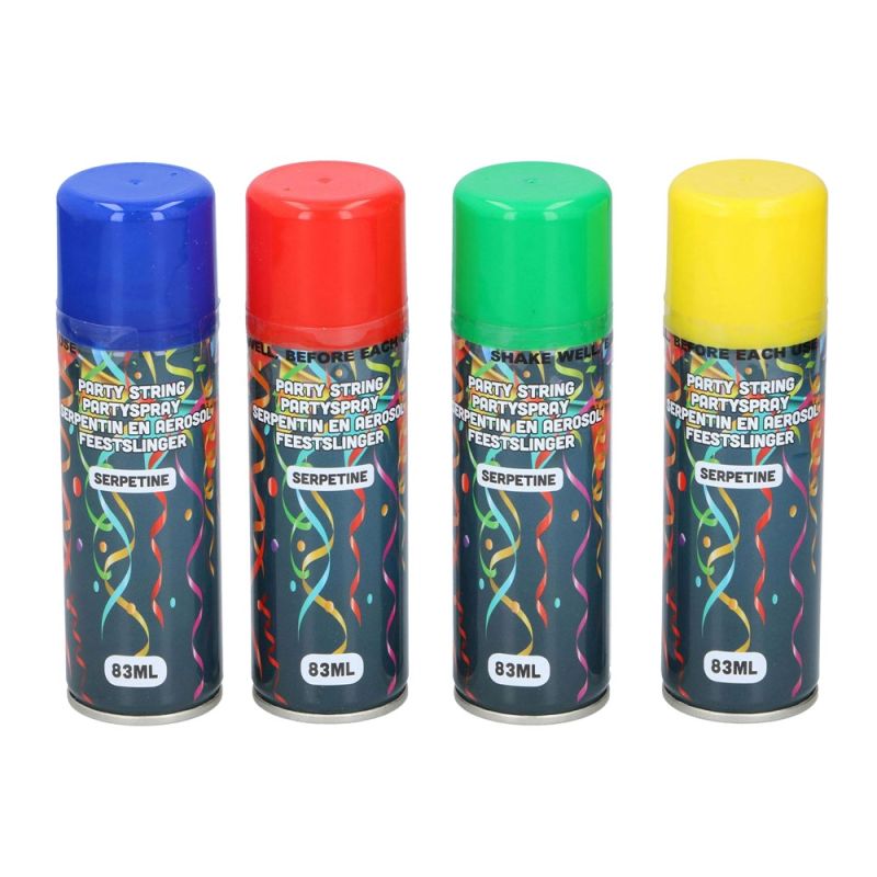 Party feature crank spray, Serpentine, metal, 83 ml, assorte