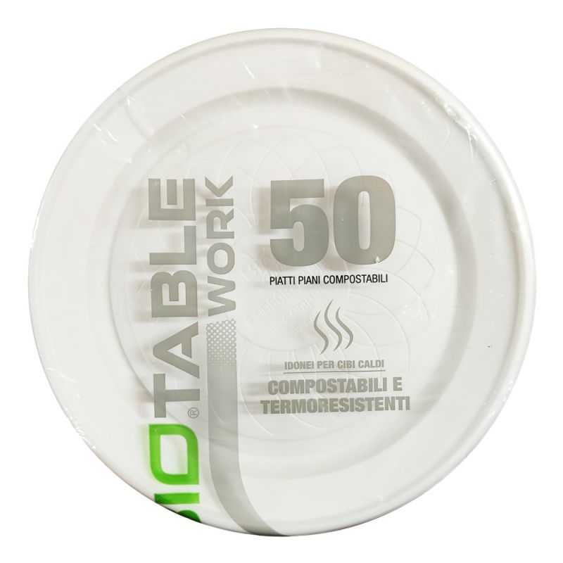 Set me 50 pjata të cekëta njëpërdorimshe, Bio Table, biopoli