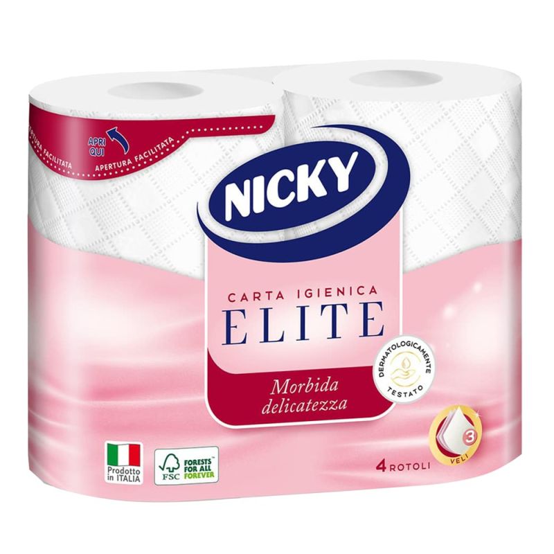 Toilet paper, Nicky Elite, 3 sheets,4 rolls | Megatek