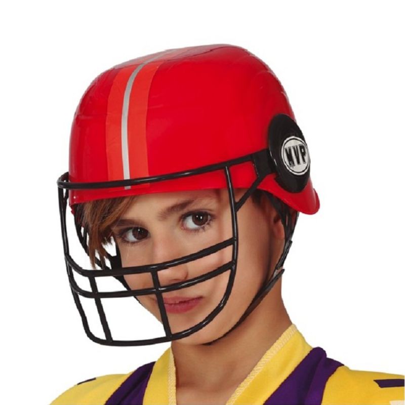 American football helmet, plastic, universal, red, 1 piece