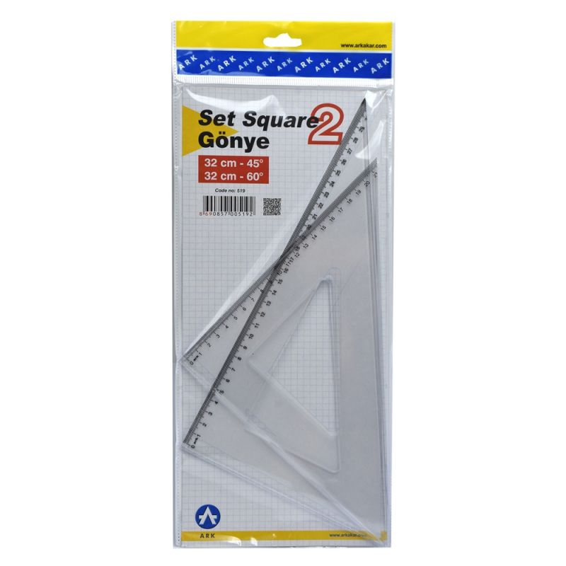 Set of rulers, Ark, plastic, 32 cm, transparent, 2 pieces