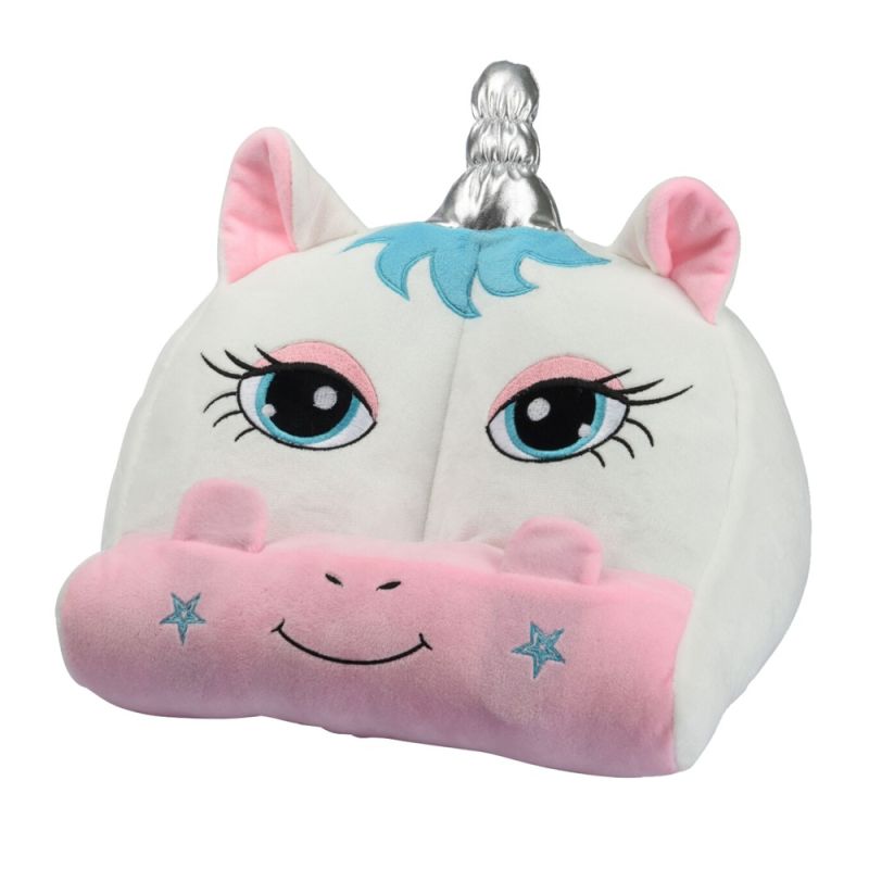 Book and tablet holder, unicorn, plush, 30x20x20 cm, white a