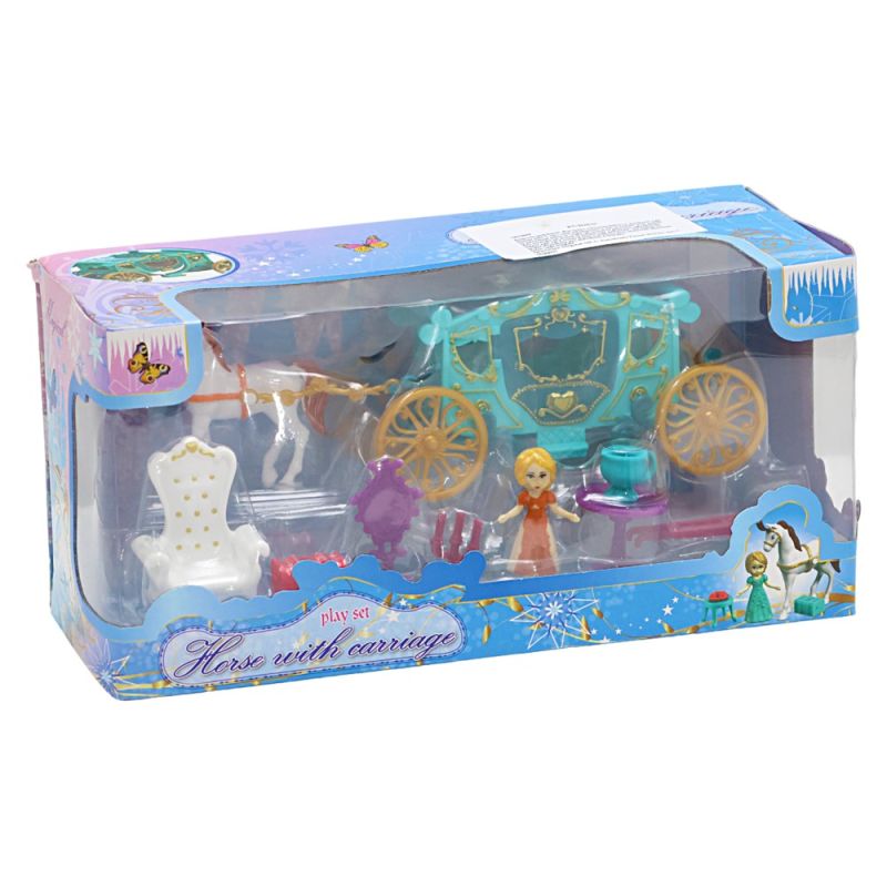 Lodër për fëmijë, princeshë me karrocë kali, plastike, mikse